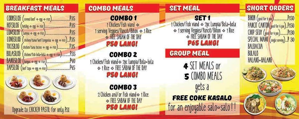 Menu at Prince Bakeshop, Davao City