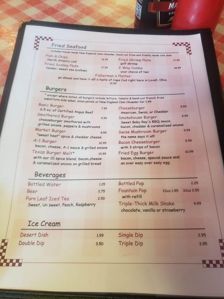 Menu at Lovell Market pizzeria, Upper Sandusky