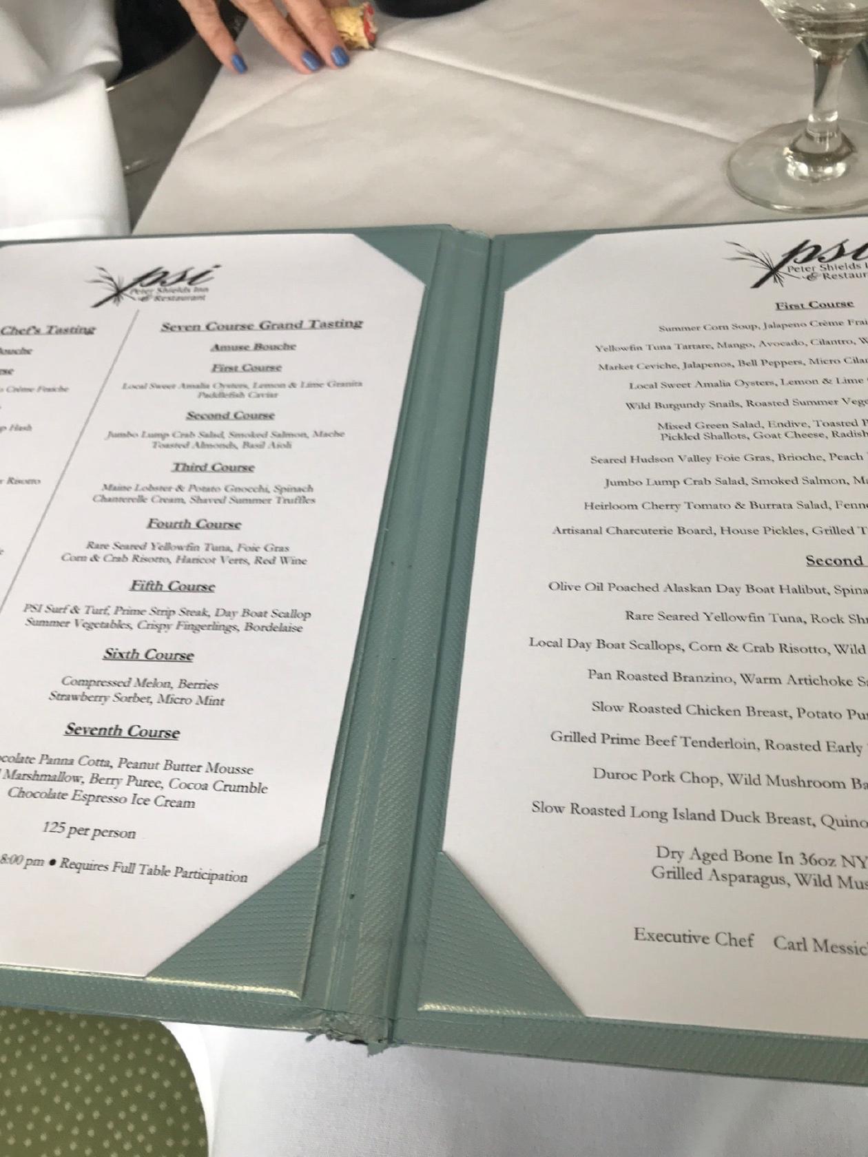 Menu at Peter Shields Inn & Restaurant, Cape May