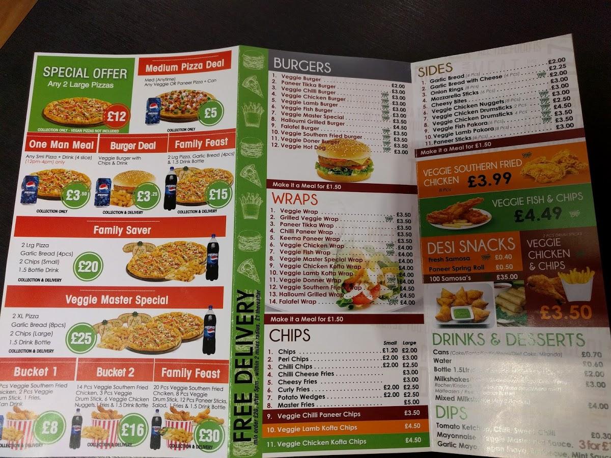 Menu at Veggie Master restaurant, London