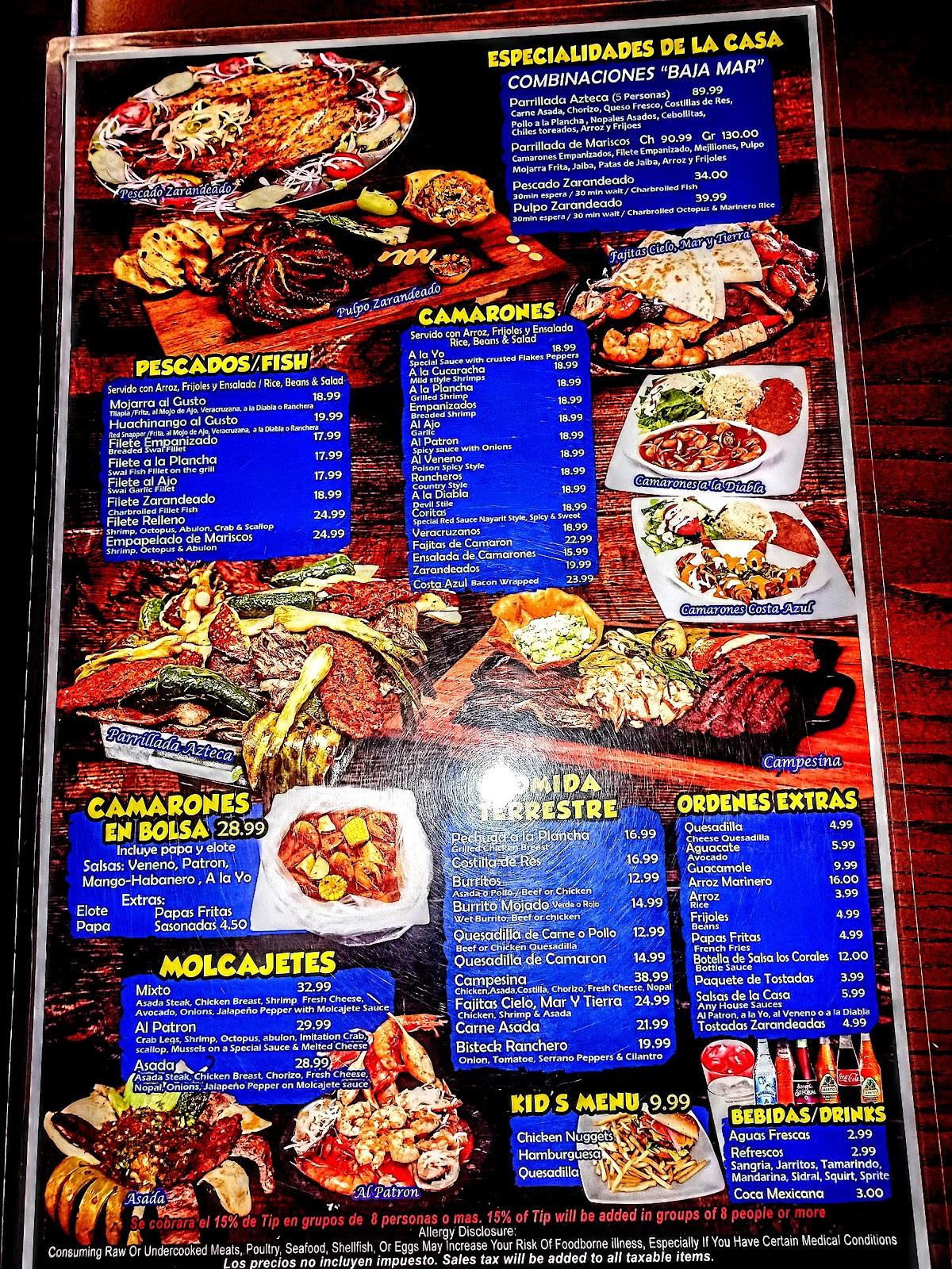 Menu at Baja Mar restaurant, Riverside