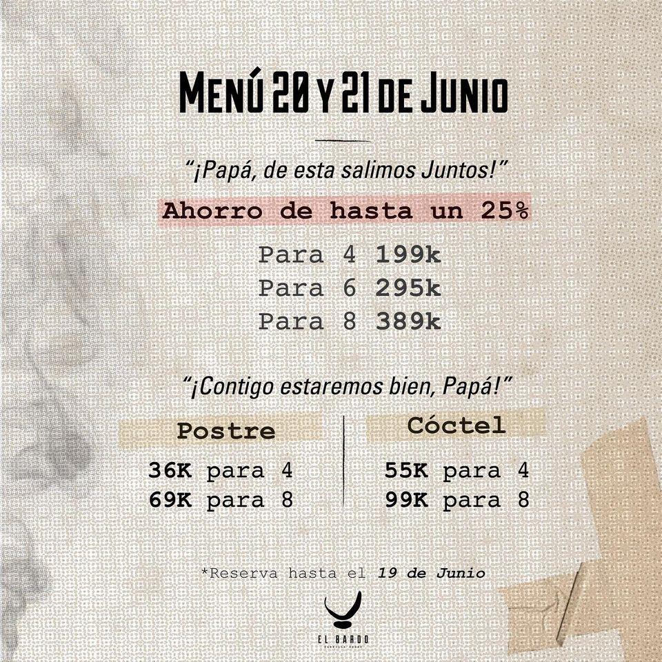 Carta de El Bardo - Bar & Mediterranean Grill Zona G, Bogotá, Calle 69a ...