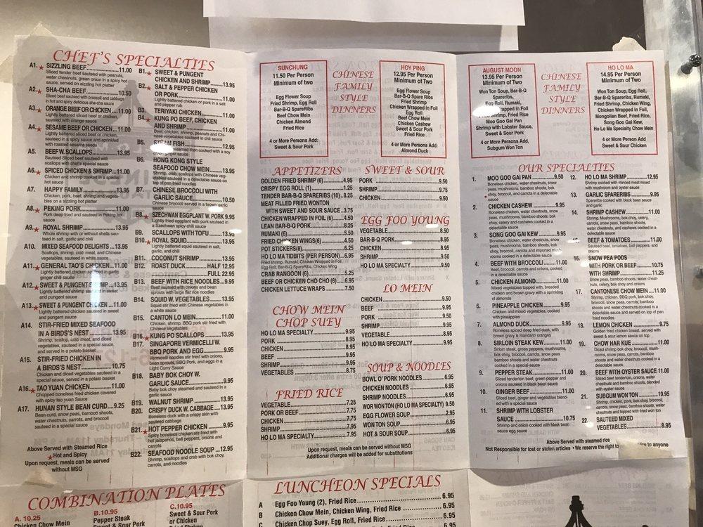 Carta del restaurante Ho Lo Ma, Albuquerque