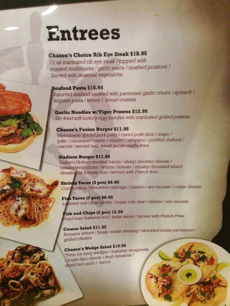 Menu at Chasons Crab Stadium pub & bar, Elk Grove