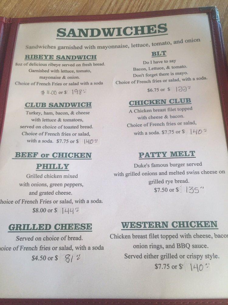 Menu at Dukes Restaurant, Puerto Peñasco