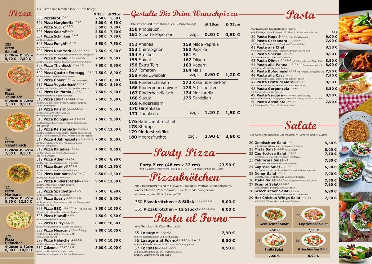 Menu at Main Pizza, Kelsterbach