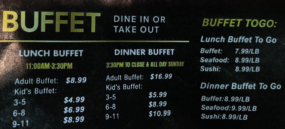Menu at Tokyo Buffet & Grill restaurant, Wyoming