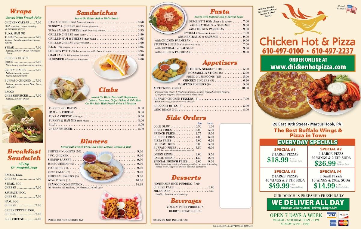 Menu at Chicken Hot & Pizza pizzeria, Marcus Hook