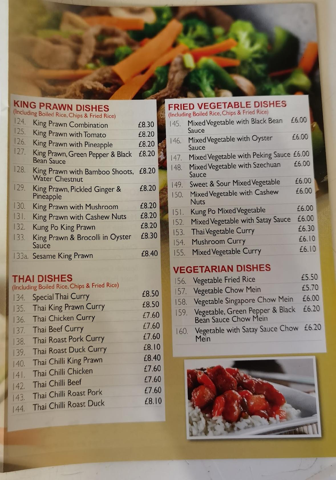 Menu at Hong Kong Carry Out fast food, Dunoon