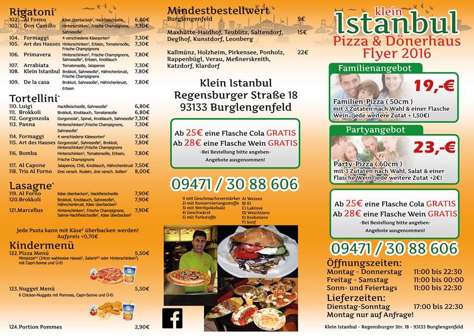 Speisekarte von Klein Instanbul restaurant, Burglengenfeld