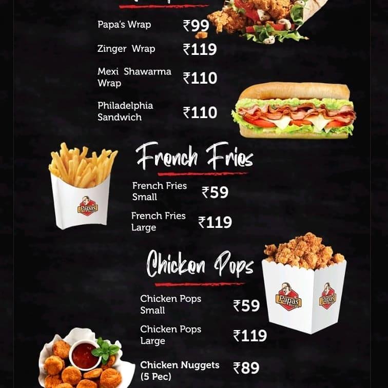 Menu at Papa's Recipe, Vadakkumbhagom, 413