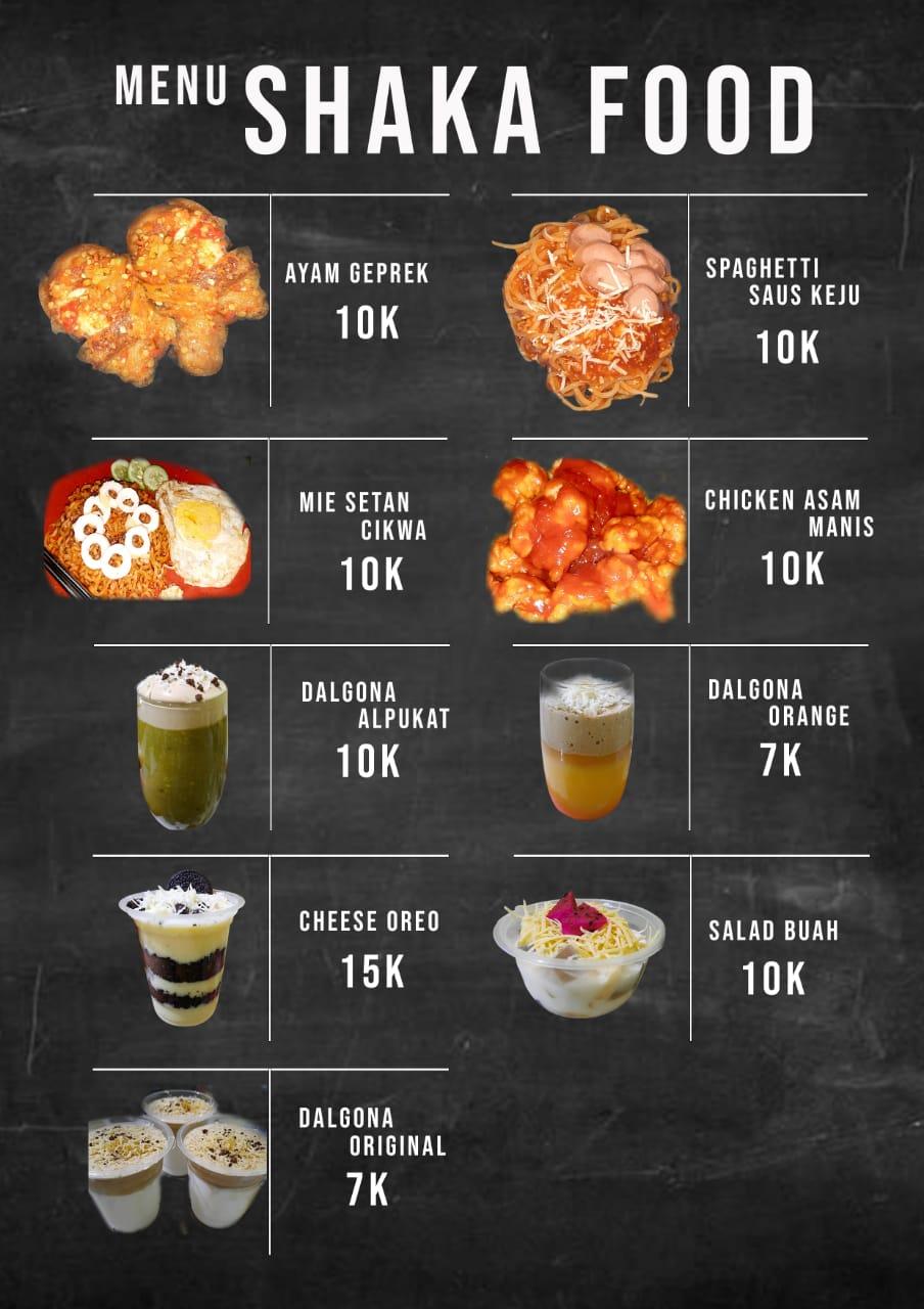 Menu at Shaka Food cafe, Margalaksana
