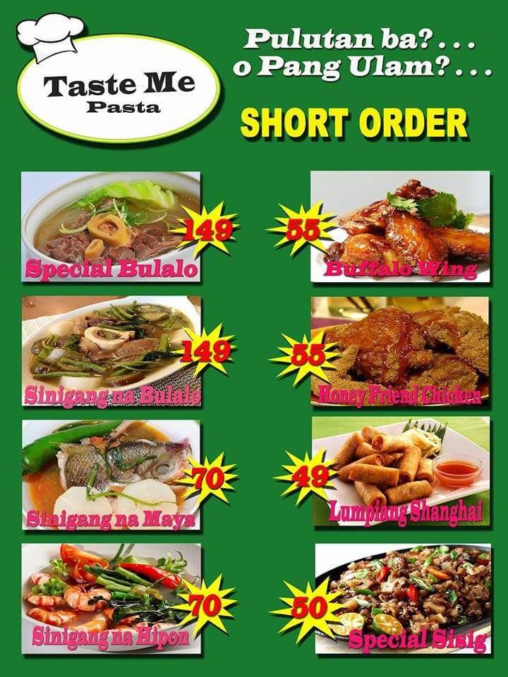 Carta del restaurante Taste Me Pasta, Taguig