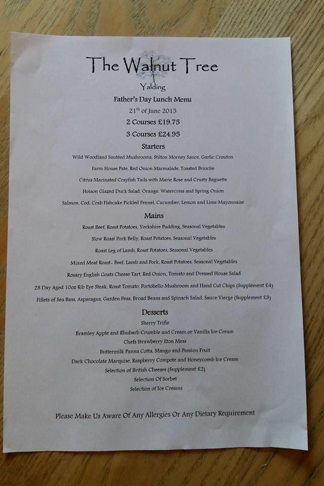 Menu at The Walnut Tree pub & bar, Maidstone, Yalding Hill