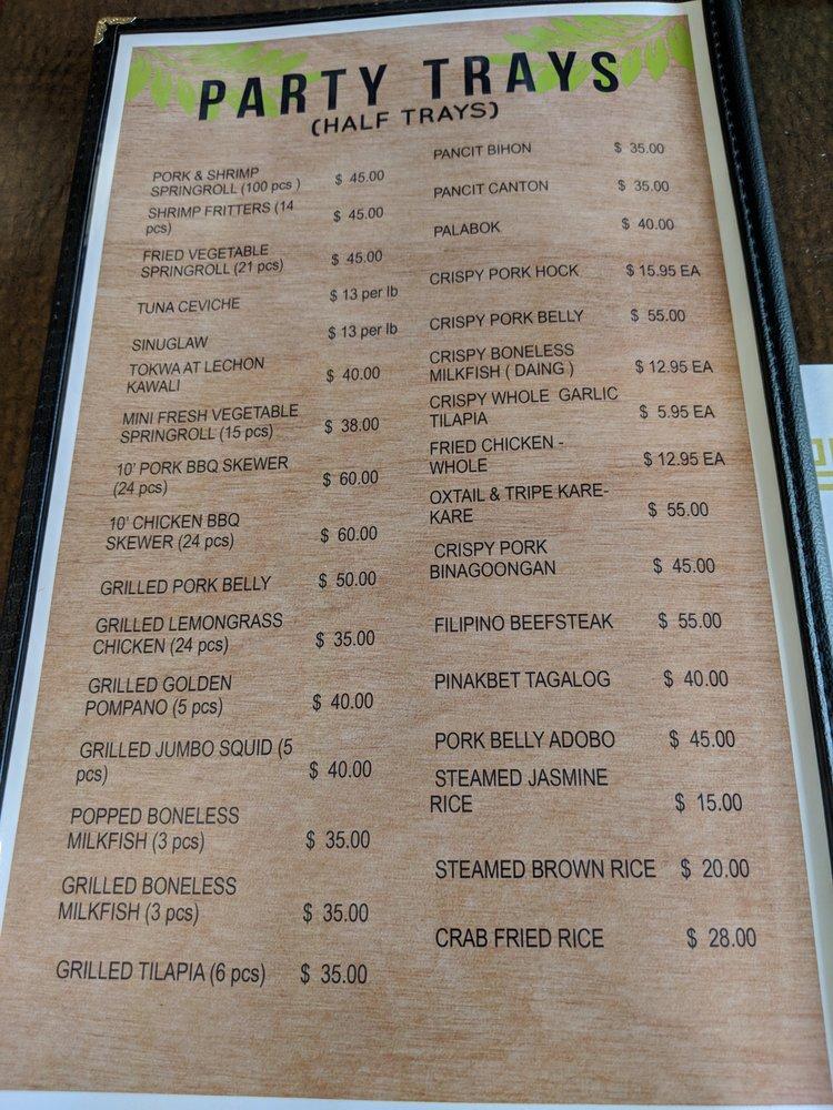 Menu at Inihaw Avenue Filipino Kitchen BBQ, Irving