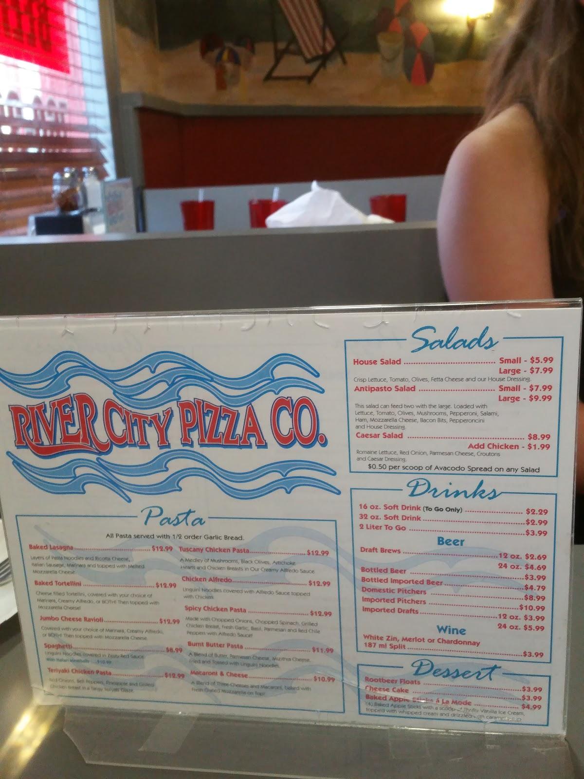 Menu at River City Pizza Co. pub & bar, Needles