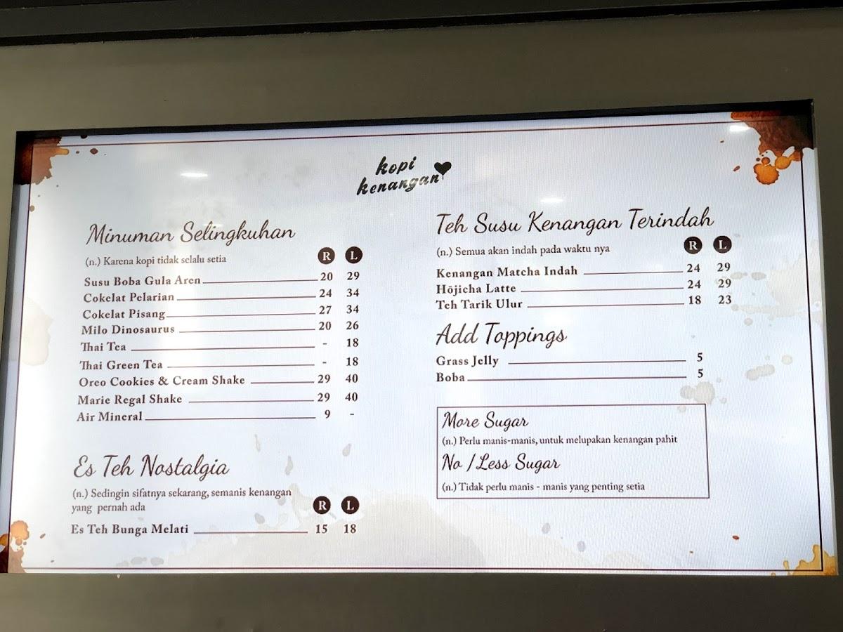 Menu at Kopi Kenangan - Mega Bekasi Hypermall, Bekasi Regency, Mega ...