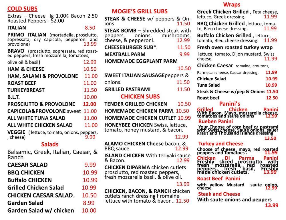 Menu at Leonardo's restaurant, Woburn