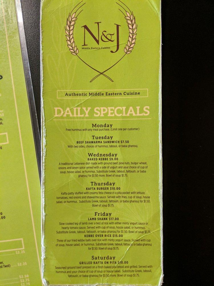 Menu at N & J Cafe & Bakery, Wichita