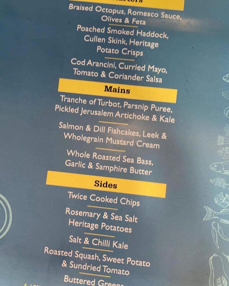 Menu at The Old Boathouse restaurant, Warkworth
