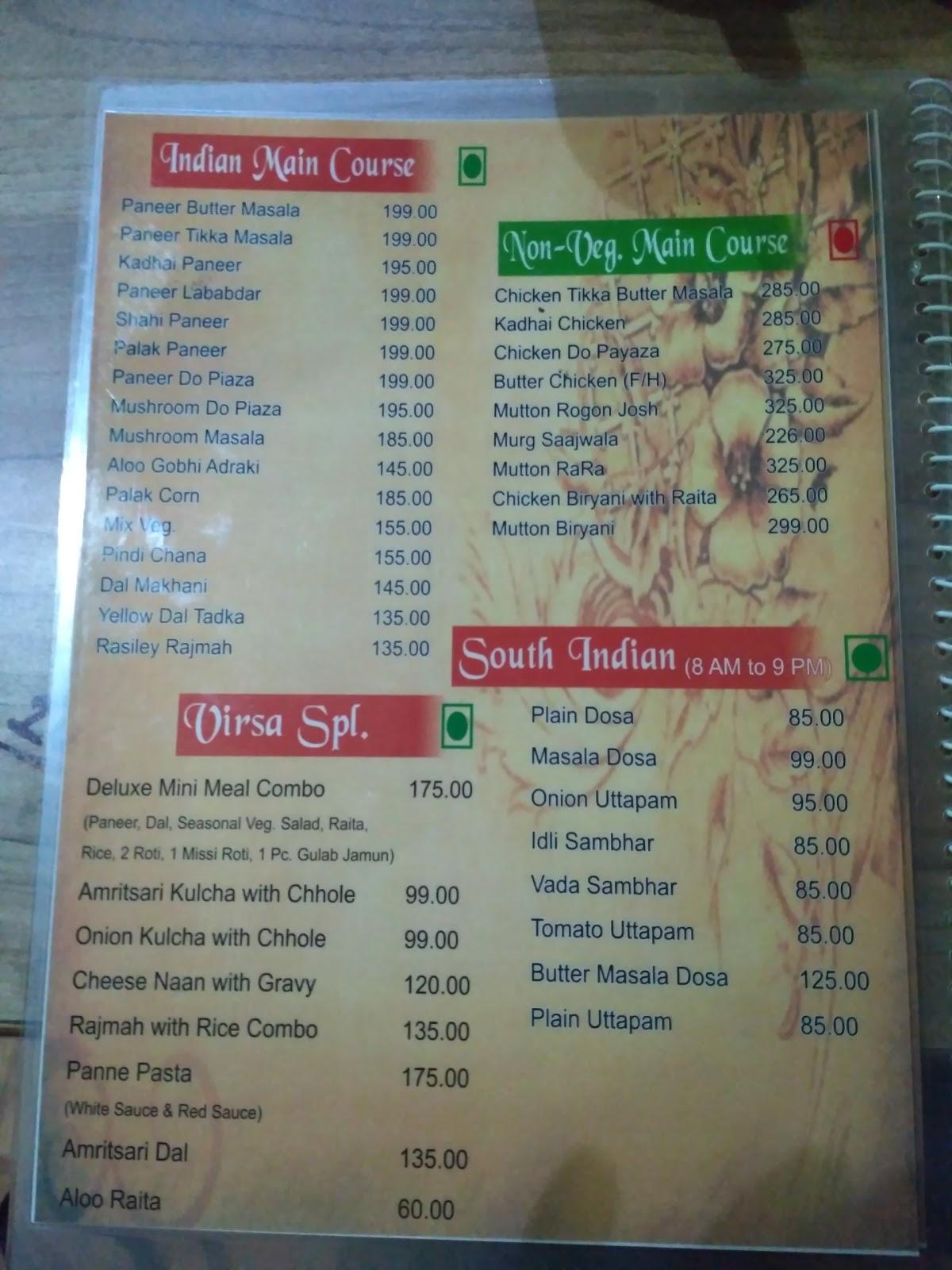 Menu at Virsa Food Point, Una
