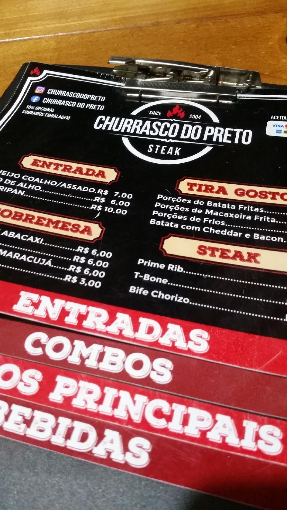 Menu at Churrasco Do Preto restaurant, Belém, R. Antônio Barreto