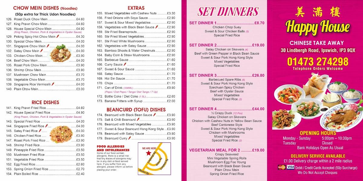 Menu at Happy House fast food, Ipswich