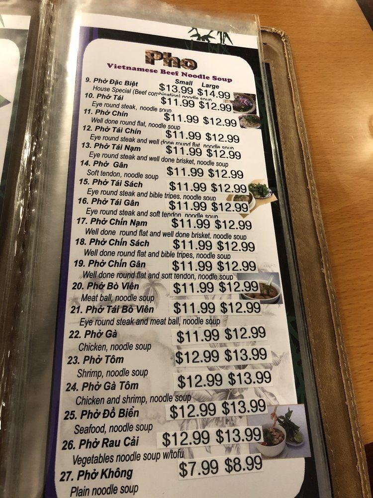 Menu at Pho Miss Saigon restaurant, Hershey