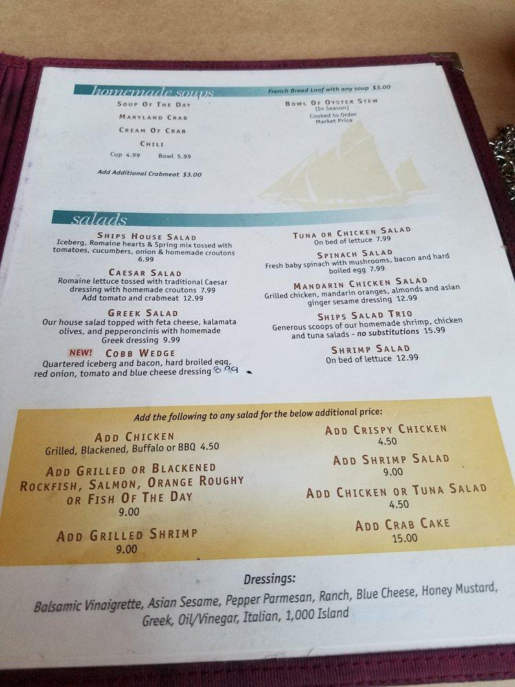 Menu at Ships Cafe Restaurant and Crab House, Catonsville