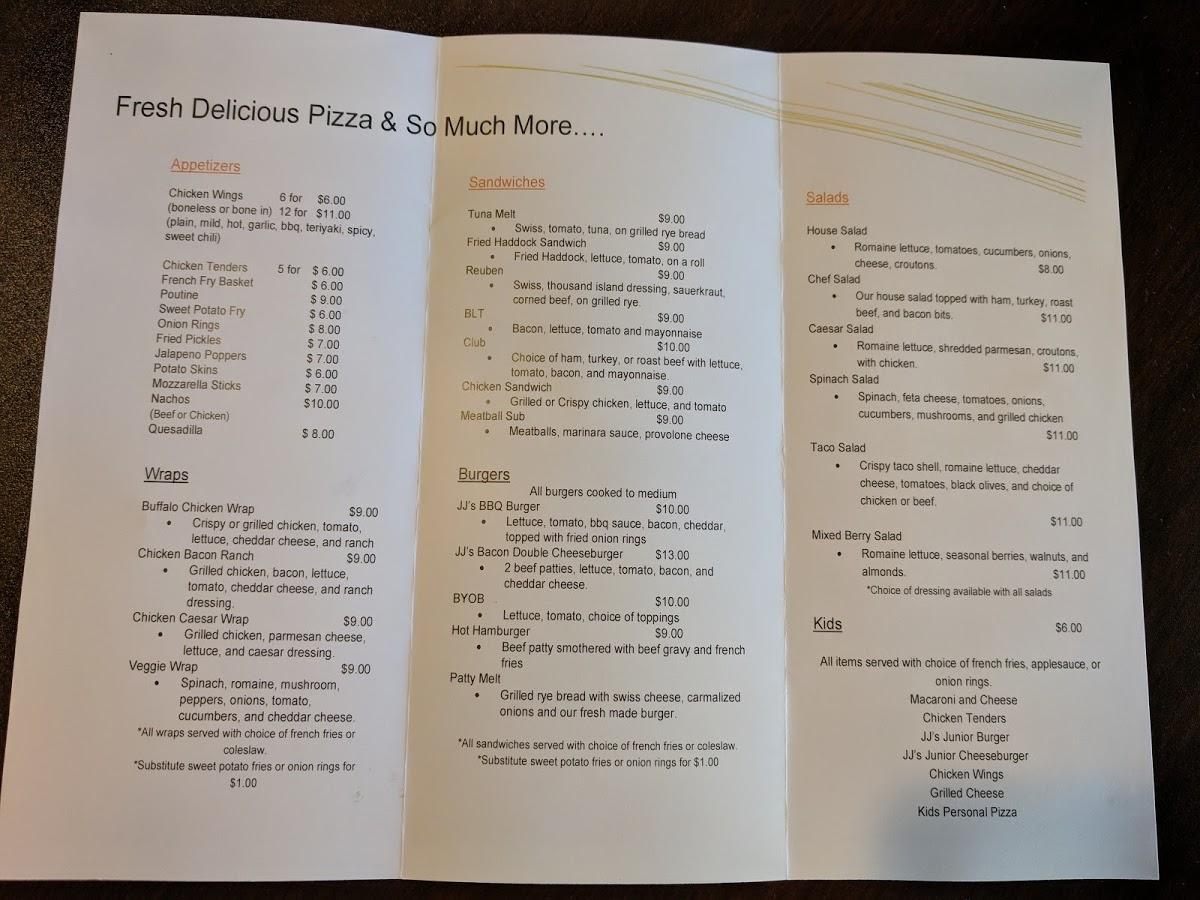 Menu at JJ's Place Pizza And So Much More restaurant, Fairfax