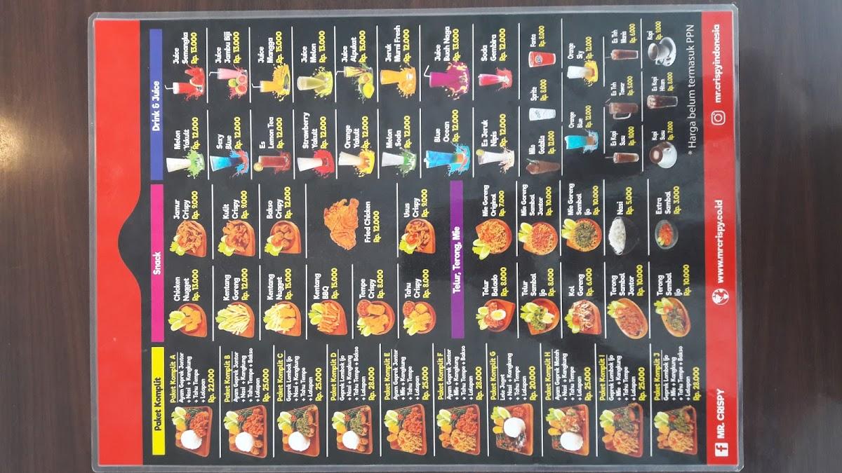Menu at Mr.Crispy karawang restaurant, Karawang