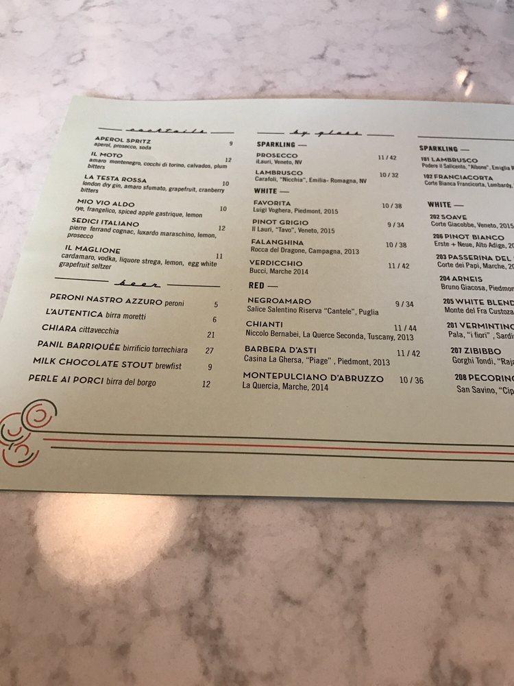 Menu at Tipo Restaurant, Portland