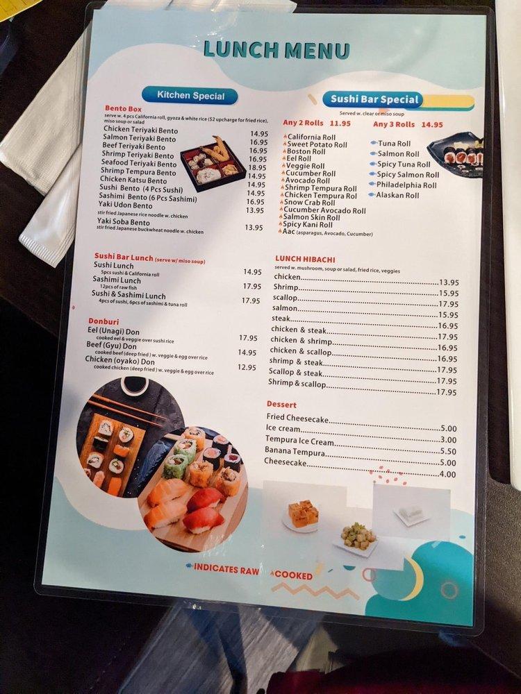 Menu at Wako Japanese Cuisine restaurant, Pensacola