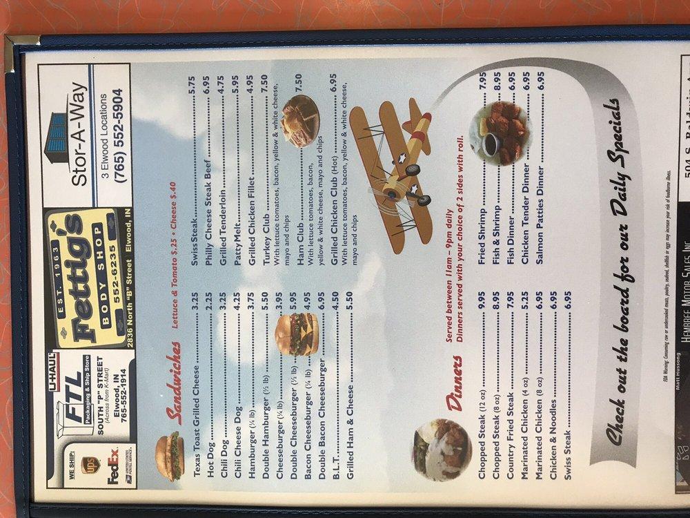 Menu at Airport Restaurant, Elwood