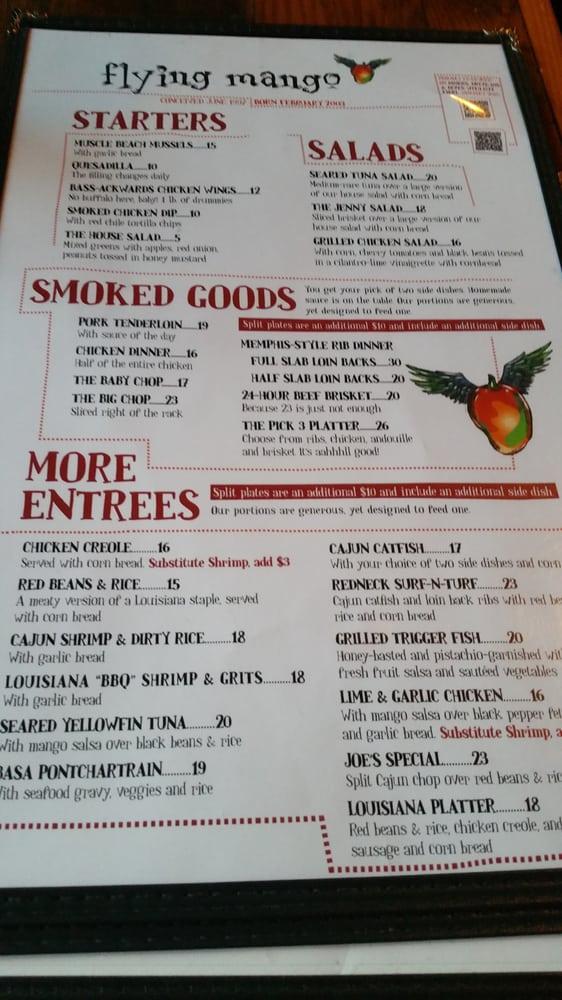 Menu at Flying Mango BBQ, Des Moines