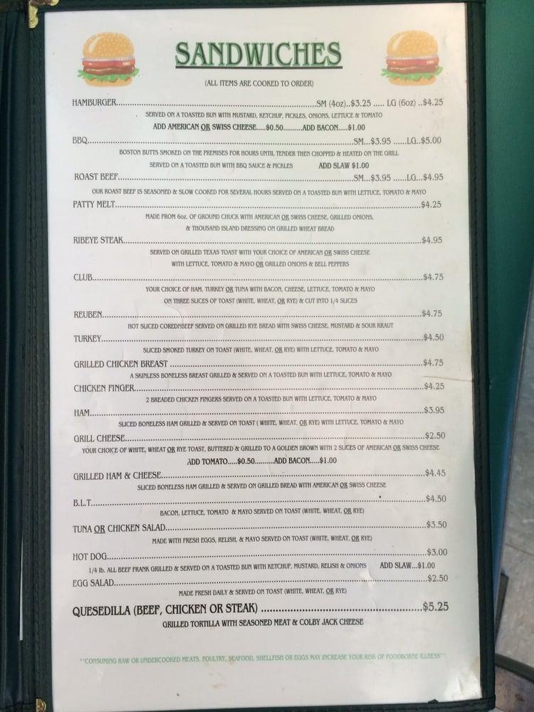 Menu at Gabby's Restaurant, Jasper