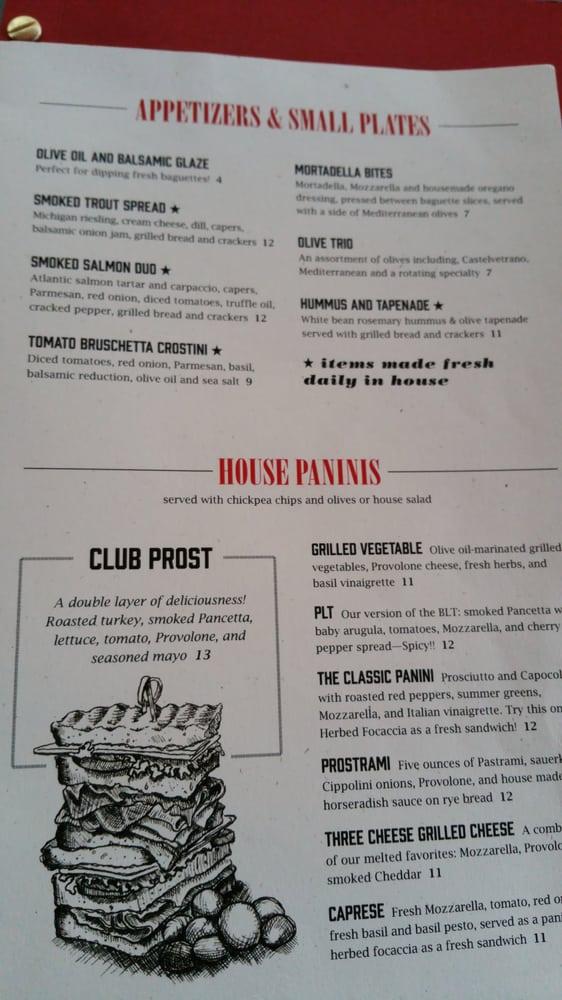 Menu at Prost Wine Bar & Charcuterie, Frankenmuth