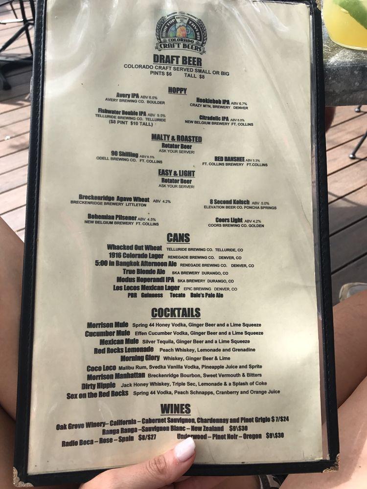 Menu at Roof Top Tavern pub & bar, Morrison