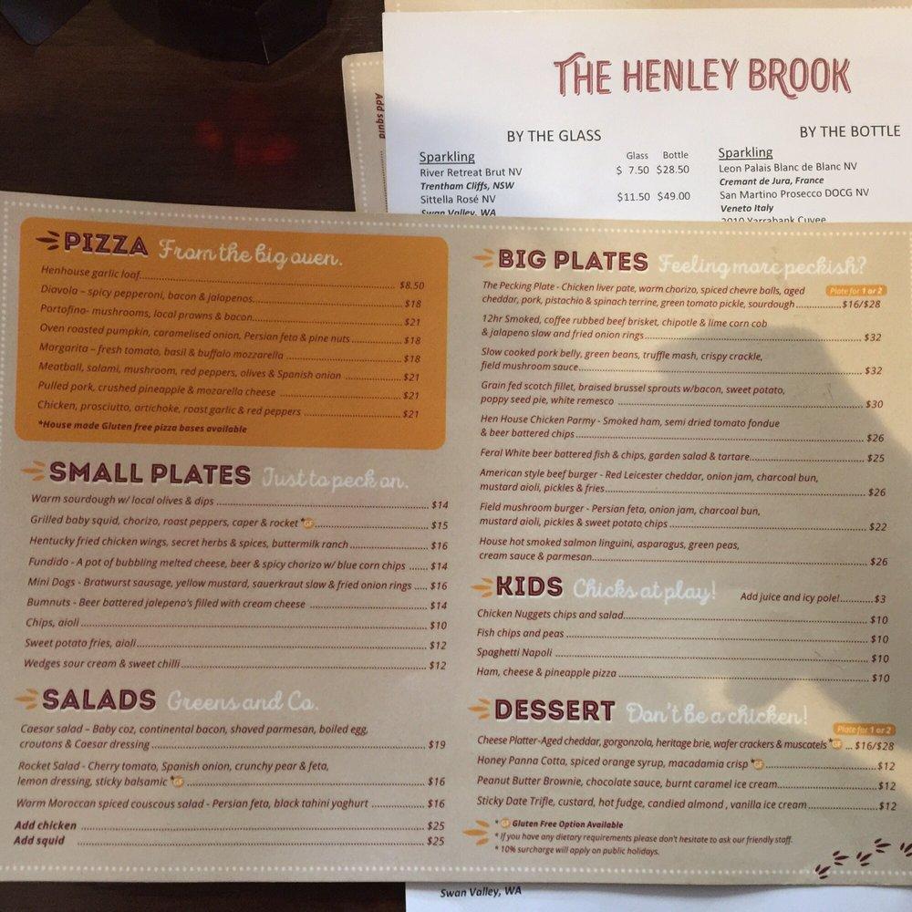 Menu at The Henley Brook pub & bar, Henley Brook