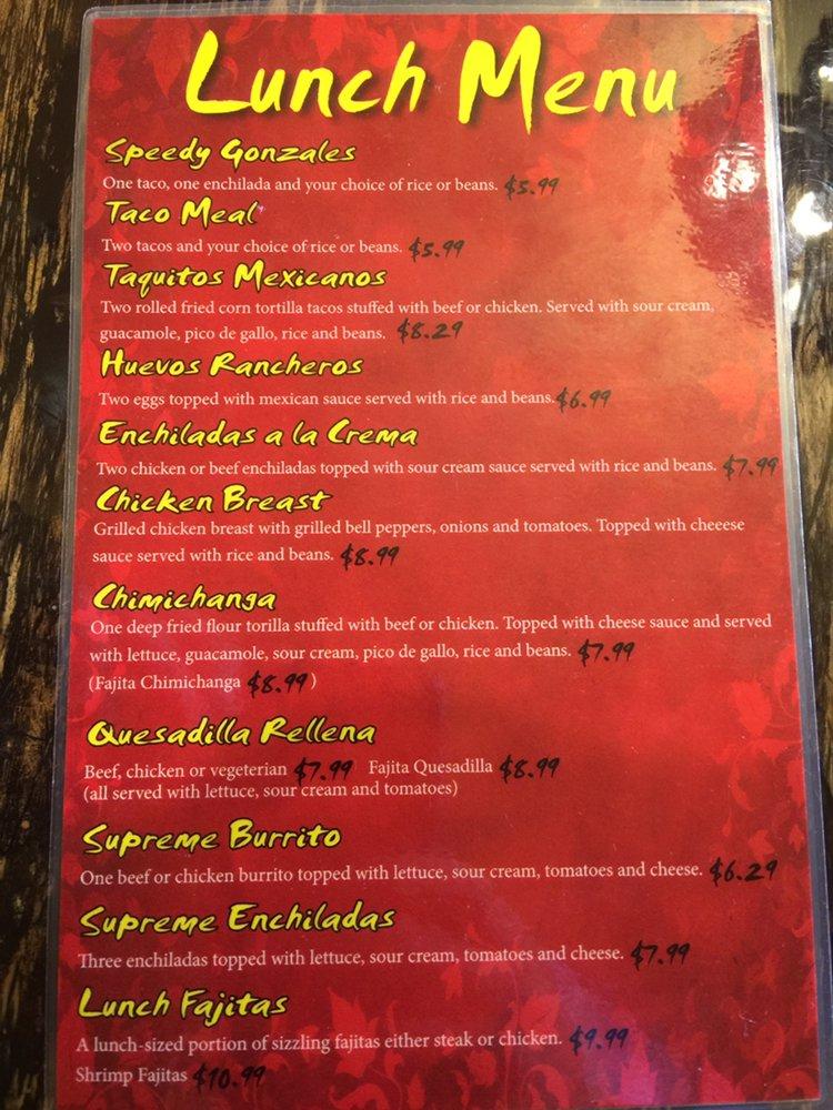 Menu at Avocado’s restaurant, Bay Saint Louis