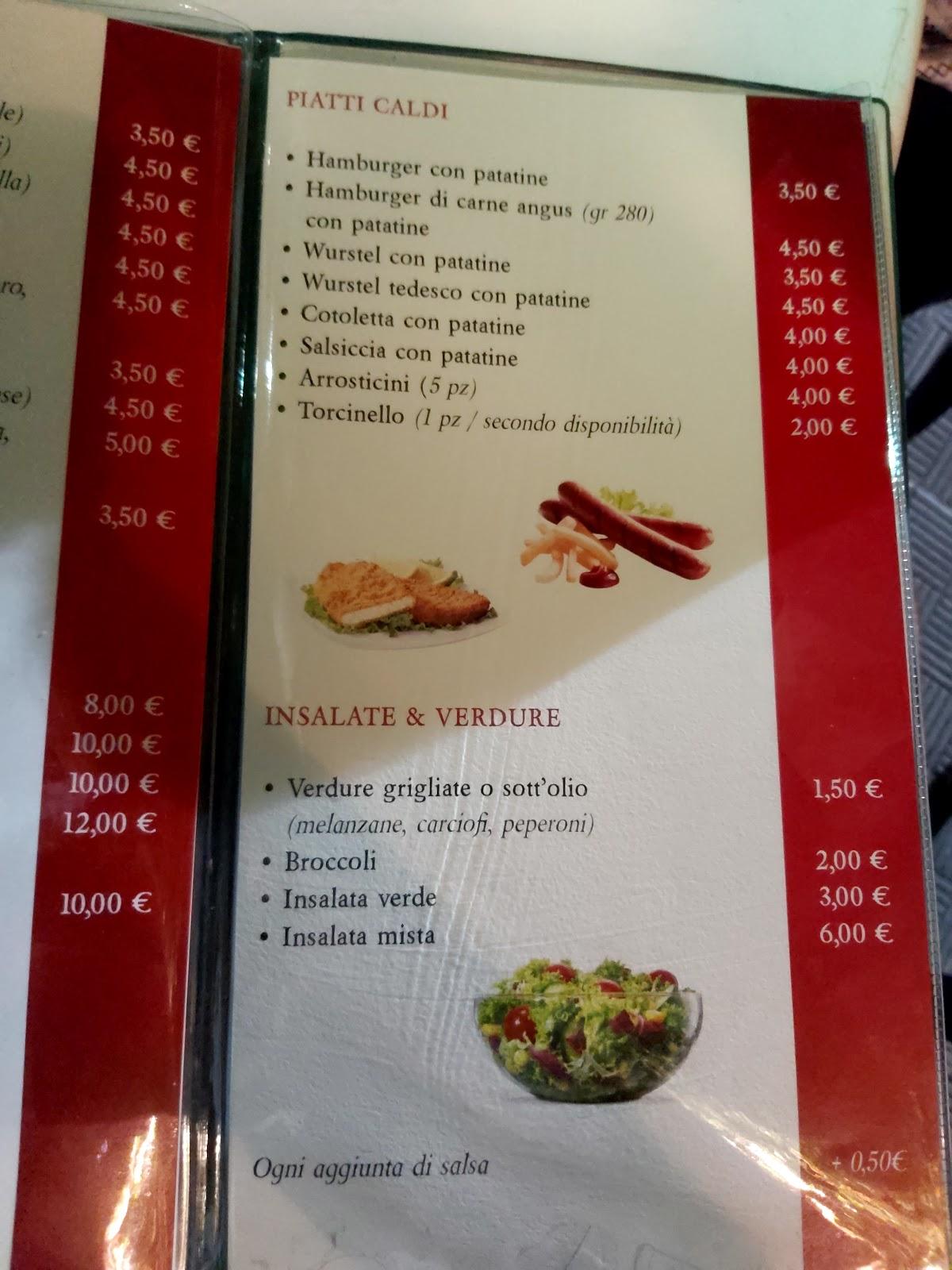 Menu da Paninoteca Restore, Bovino