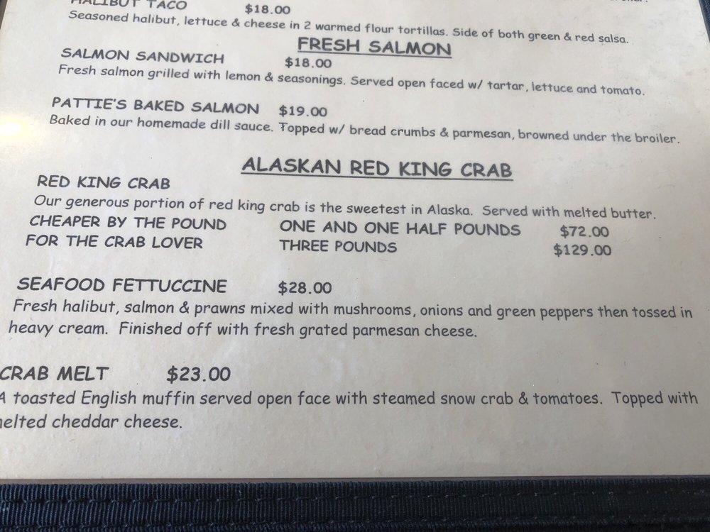 Menu at Captain Pattie's Fish House restaurant, Homer