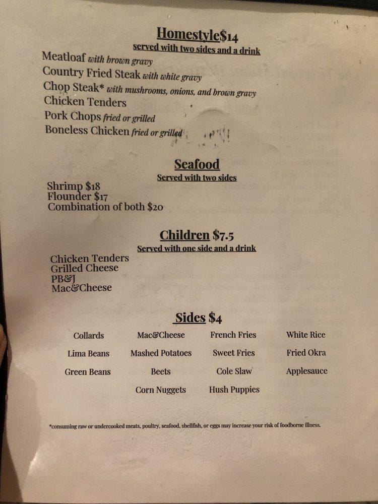 Menu at Harvest Moon Lowcountry Grille restaurant, Ravenel