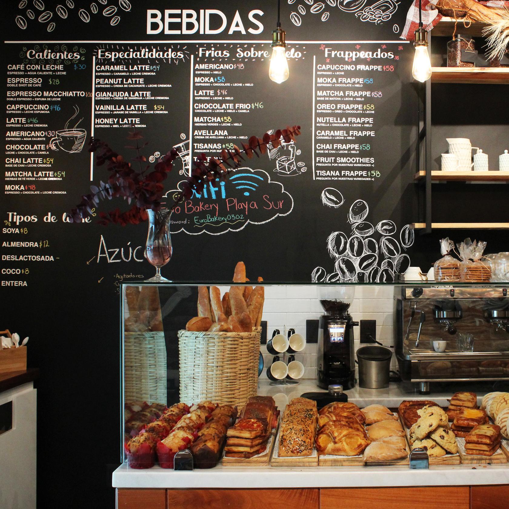 Menu at Euro Bakery, Mazatlán, Campeador 600