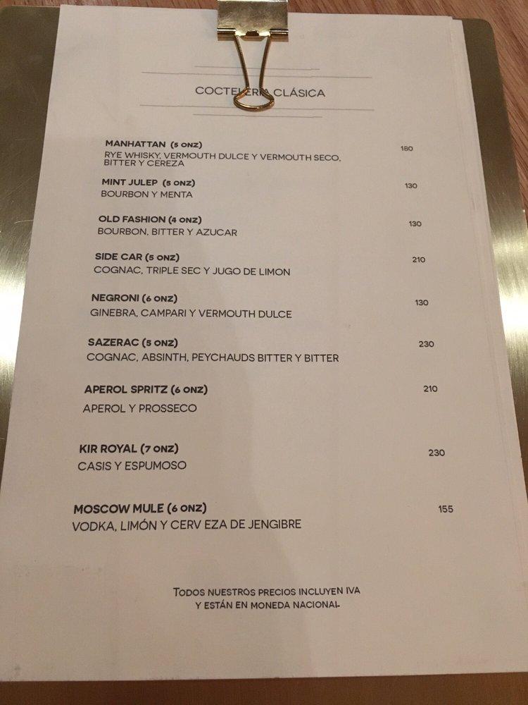 Carta del restaurante Garum, Ciudad López Mateos