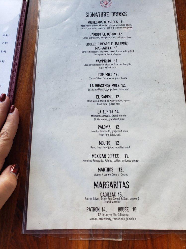 Menu at La Huasteca restaurant, Buena Park