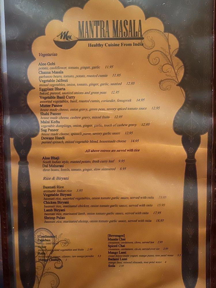 Menu at Mantra Masala restaurant, Las Vegas, W Warm Springs Rd Unit 101