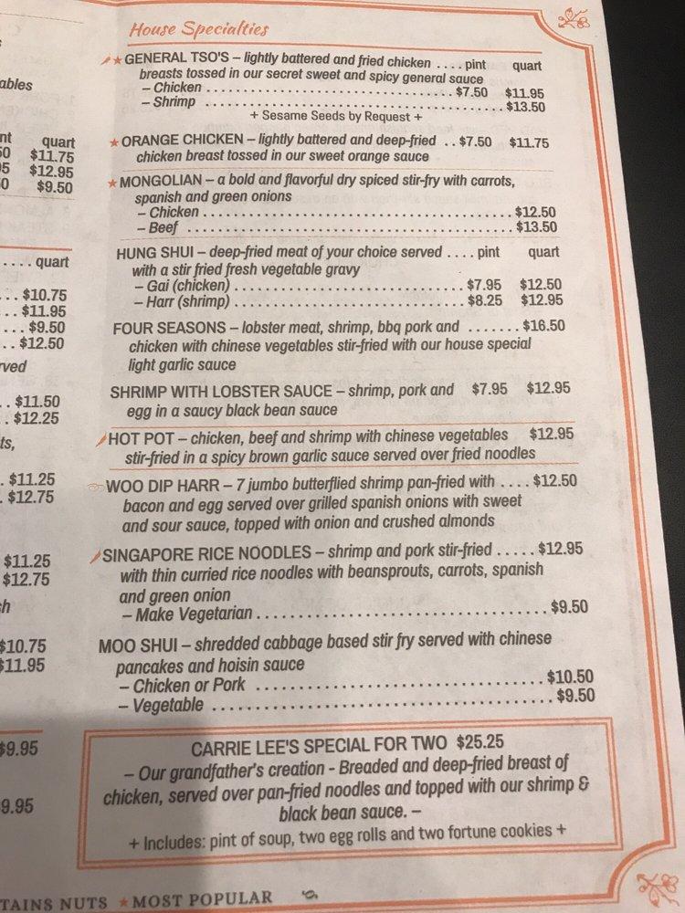 Menu at Carrie Lee’s of Orion restaurant, Orion charter Township