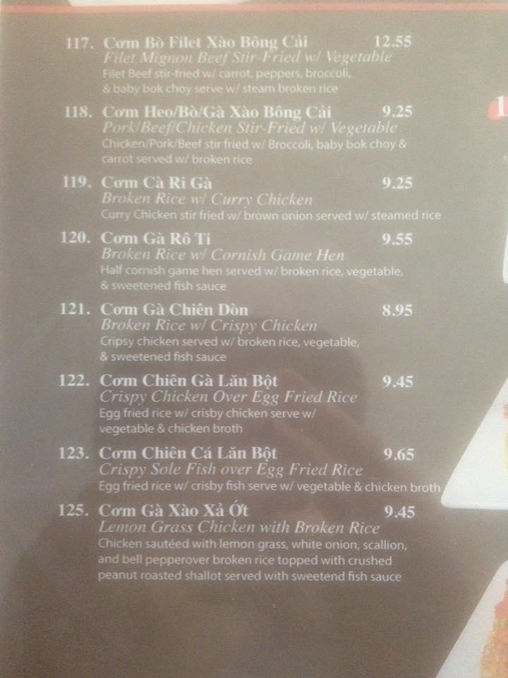 Menu at Golden Star restaurant, Roswell