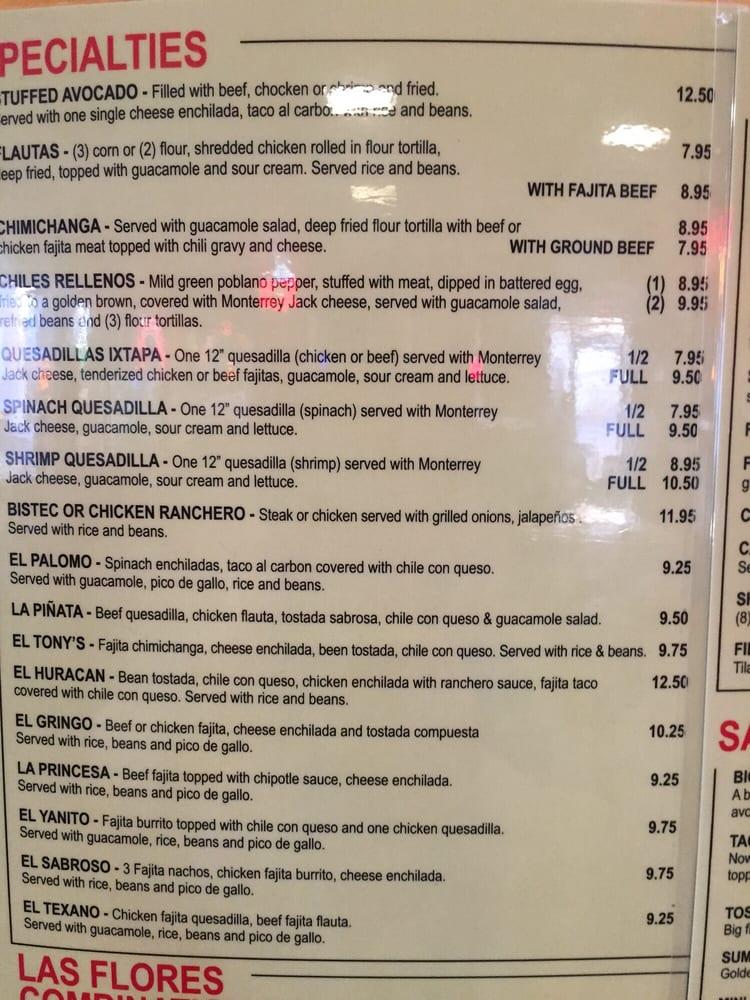 Menu at Las Flores Mexican Restaurant, Houston, Stuebner Airline Rd F